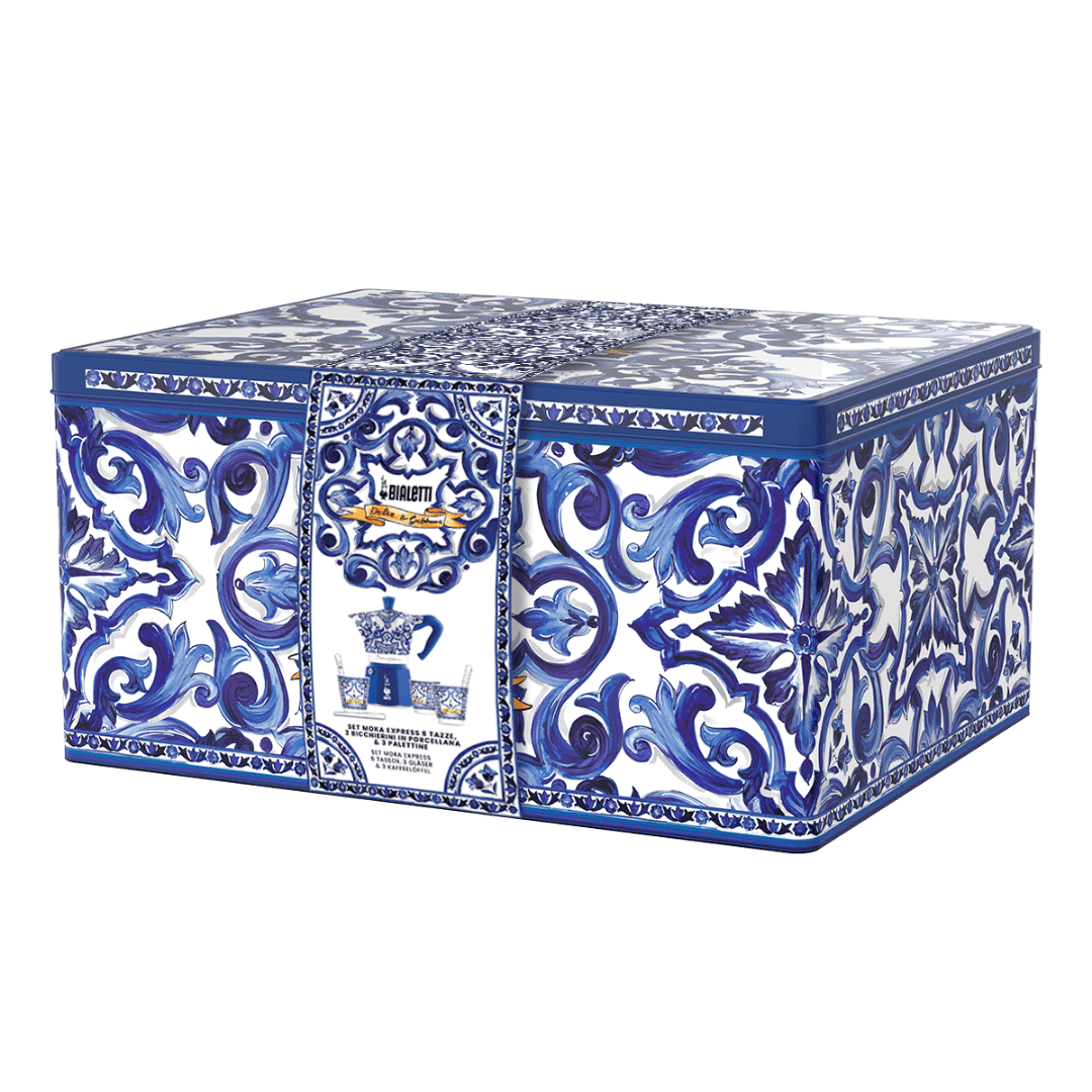 Bialetti X Dolce&Gabbana Blue Mediterranean Gift Set (6 cup Moka and S ...